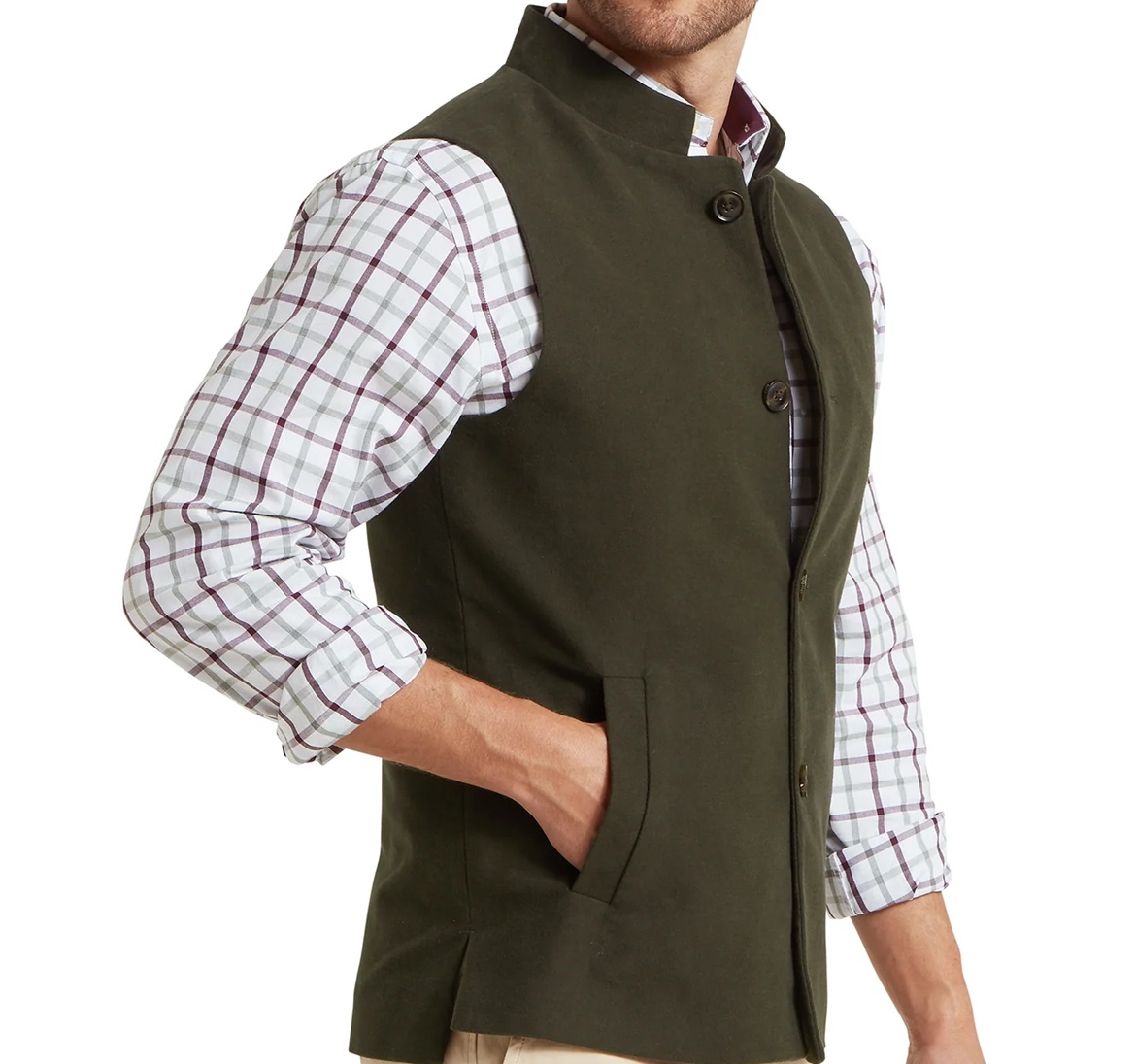 Schoffel Barnsdale Nehru Waistcoat Forest | Jacks 1952